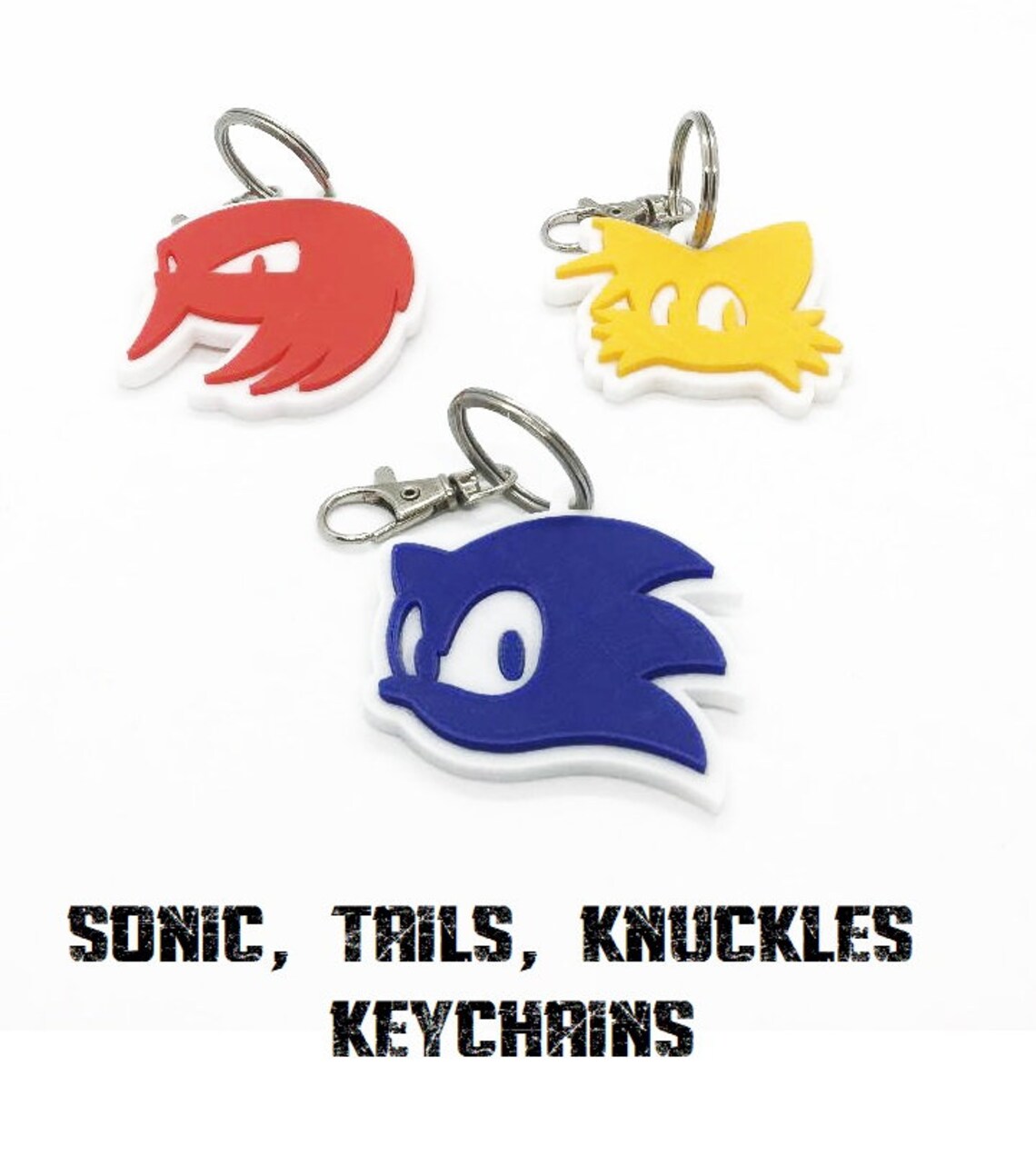 3D Printed Sonic Tails Knuckles Keychains | Etsy