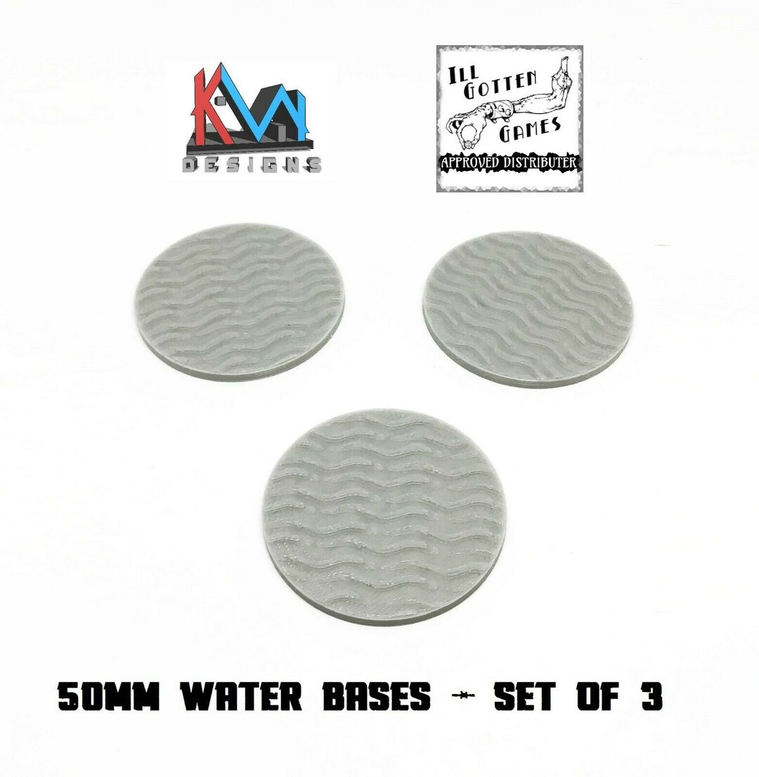 3D Printed - 50mm Water Themed Bases - Set of 3 Bases - Etsy