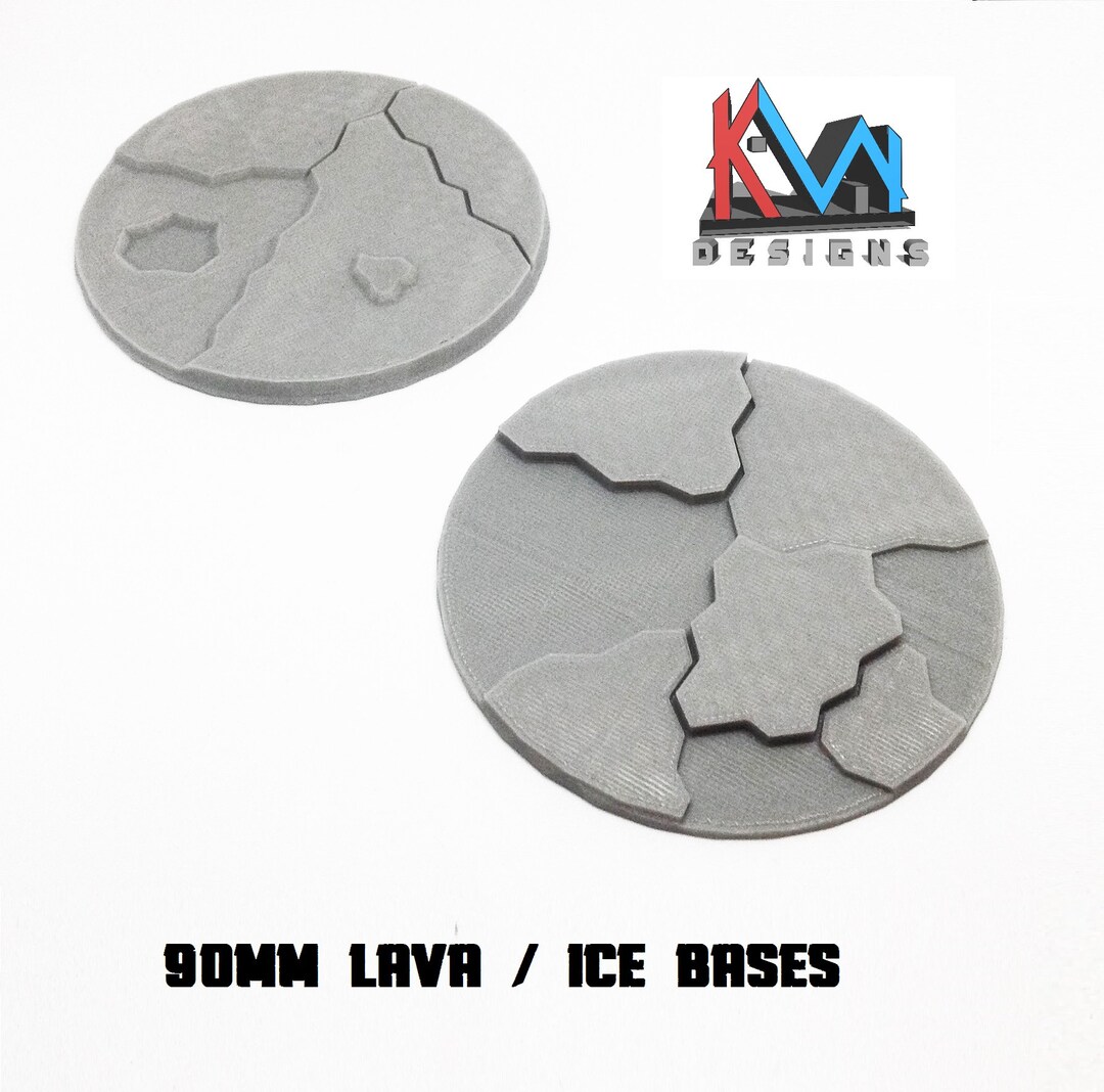 3D Printed - 90mm Scenic Lava / Ice Bases - 2 Styles - Etsy