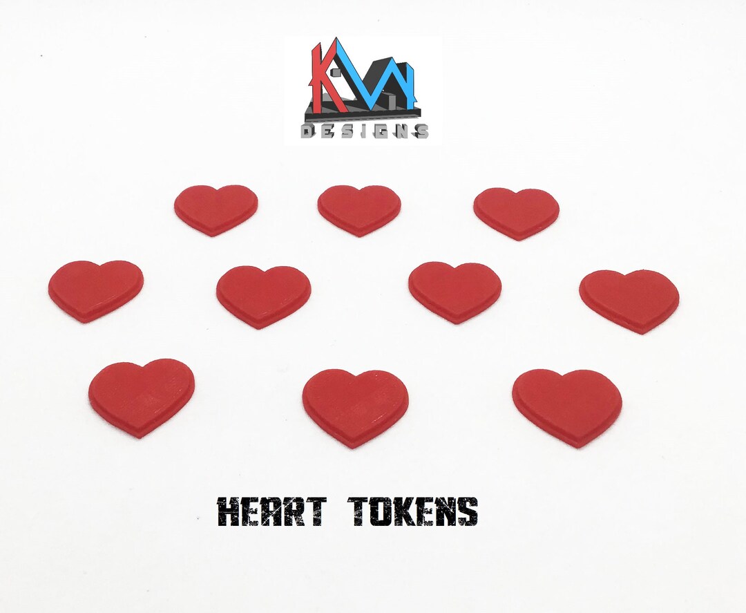 3D Printed - Heart Tokens / Markers (life / Hit Point) - Etsy