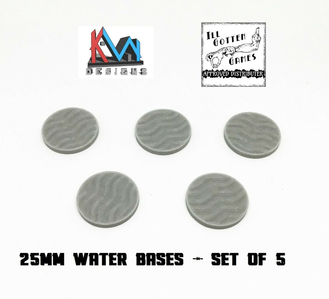 3D Printed - 25mm Water Themed Bases - Set of 5 Bases - Etsy