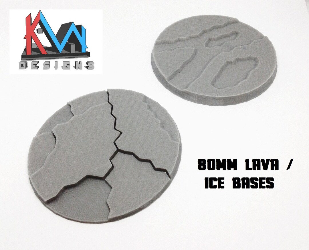 3D Printed - 80mm Scenic Lava / Ice Bases - 2 Styles - Etsy