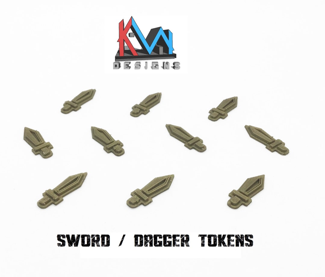 3D Printed Sword / Dagger Tokens / Markers - Etsy