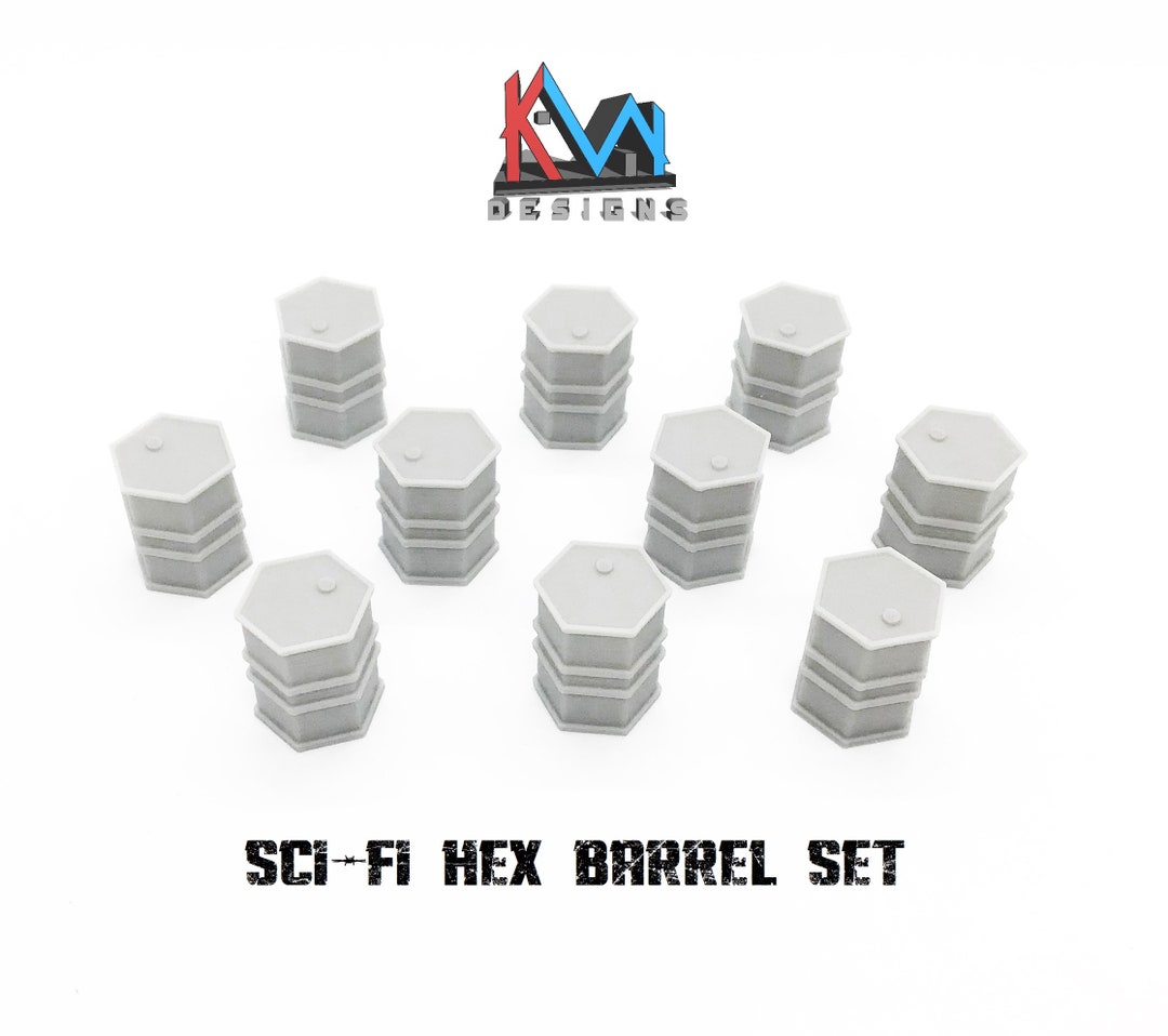 3D Printed - Sci-fi Hex Barrels (set of 10) - (warhammer 40K, Kill Team ...
