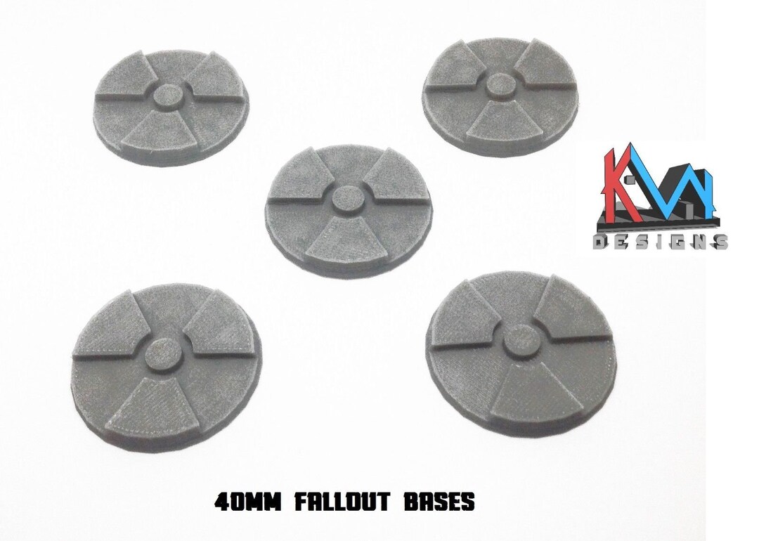 3D Printed - 40mm Fallout / Nuclear Bases - Set of 5 Bases - Etsy