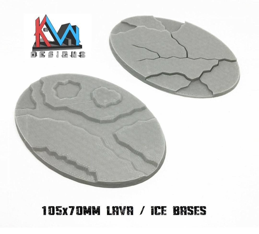 3D Printed - 105x70mm Oval Scenic Lava / Ice Bases - 2 Styles - Etsy