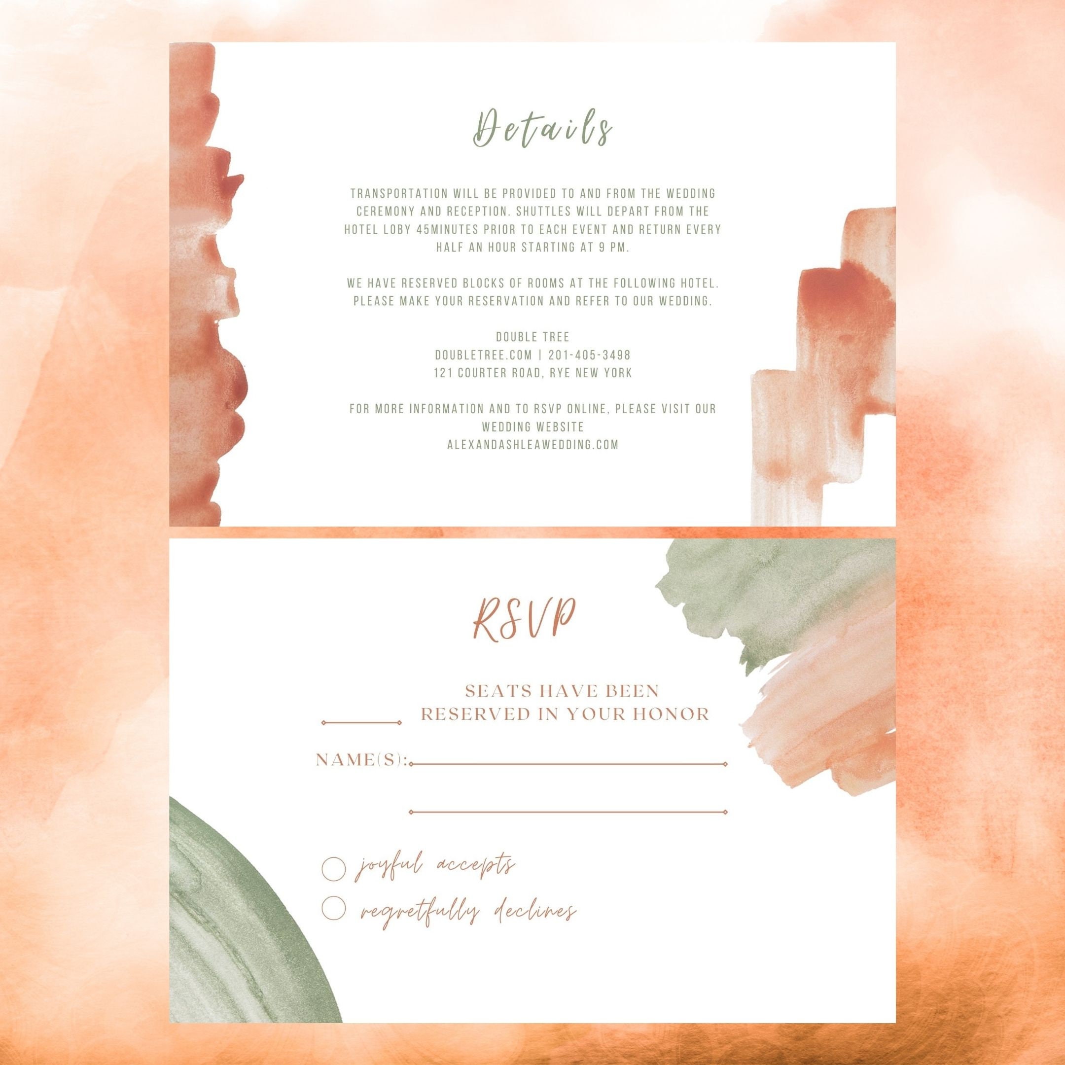 Earth Tone Watercolor Wedding Invitation Suite Customizable Sage Green ...