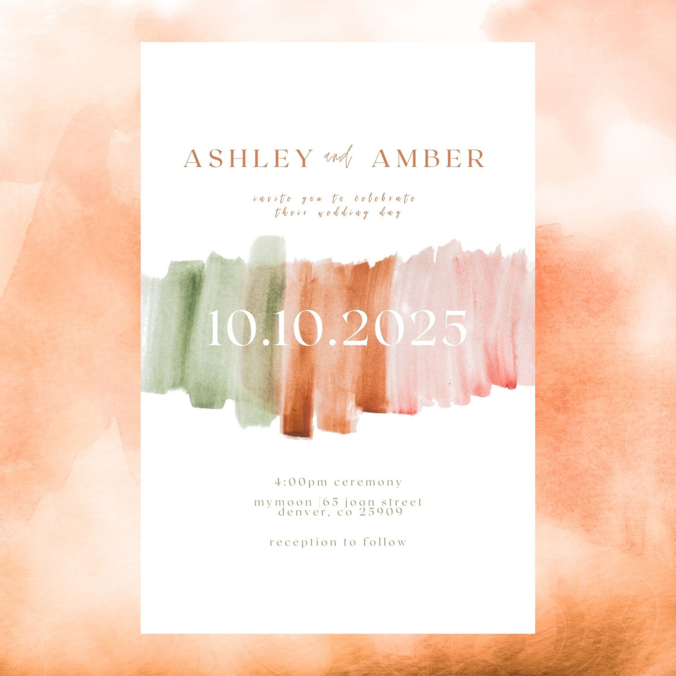Earth Tone Watercolor Wedding Invitation Suite Customizable Sage Green ...