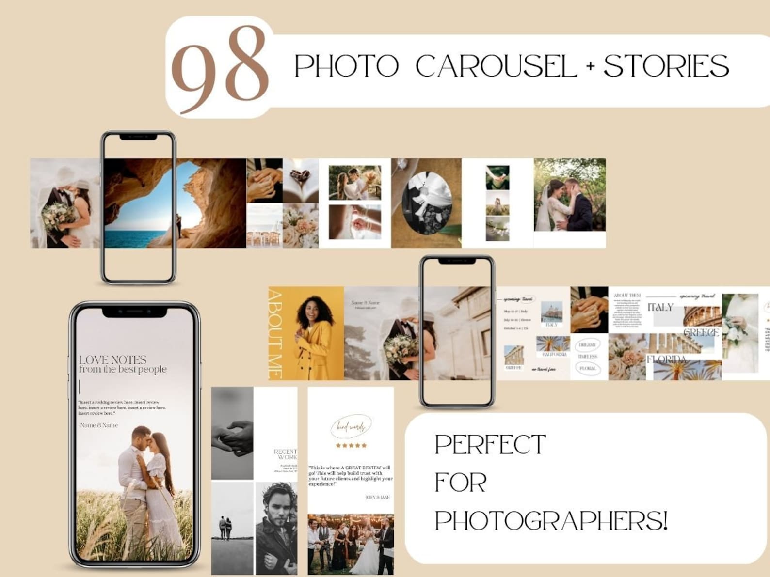Instagram Carousel Photographer Templates for Canva IG Post Carousel ...