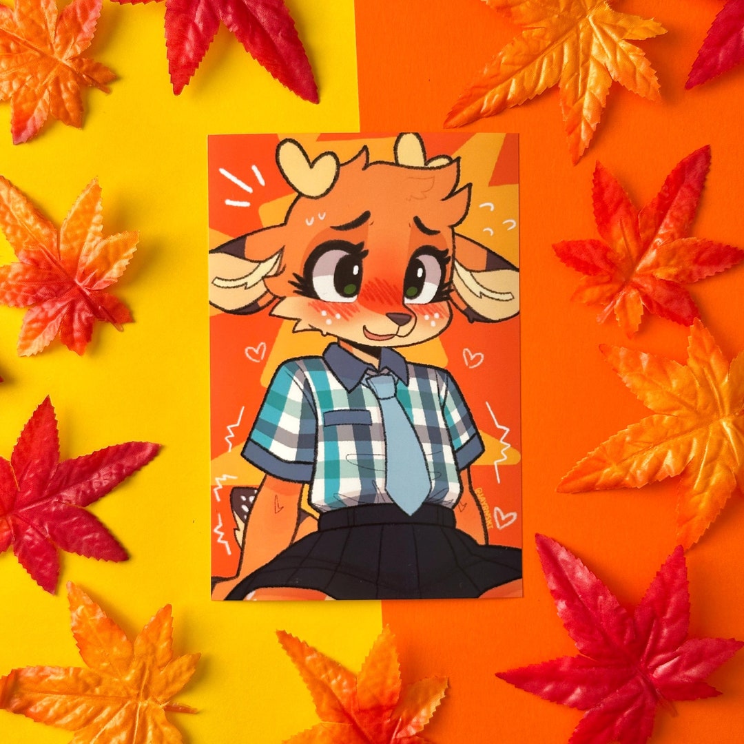 Flustered Maple Furry Deer Print (4x6) - Etsy