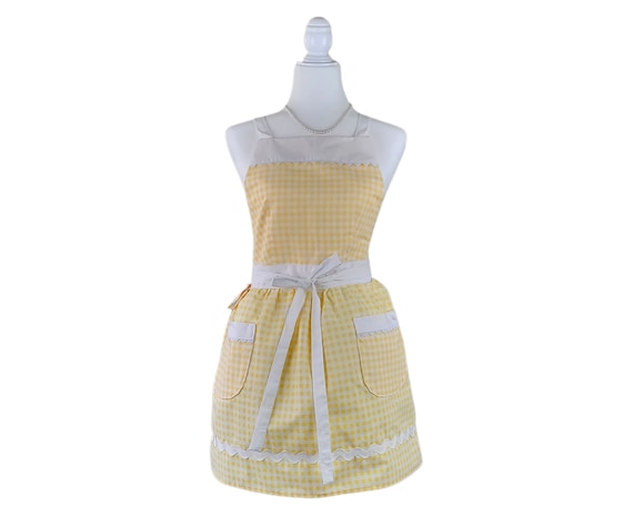 Classic Yellow Gingham Cute Retro Cooking Apron for Women - Etsy