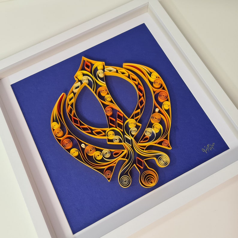 Sikh Khanda, Khanda Sahib Quilled Art, Handmade Paper Quilling Khanda ...