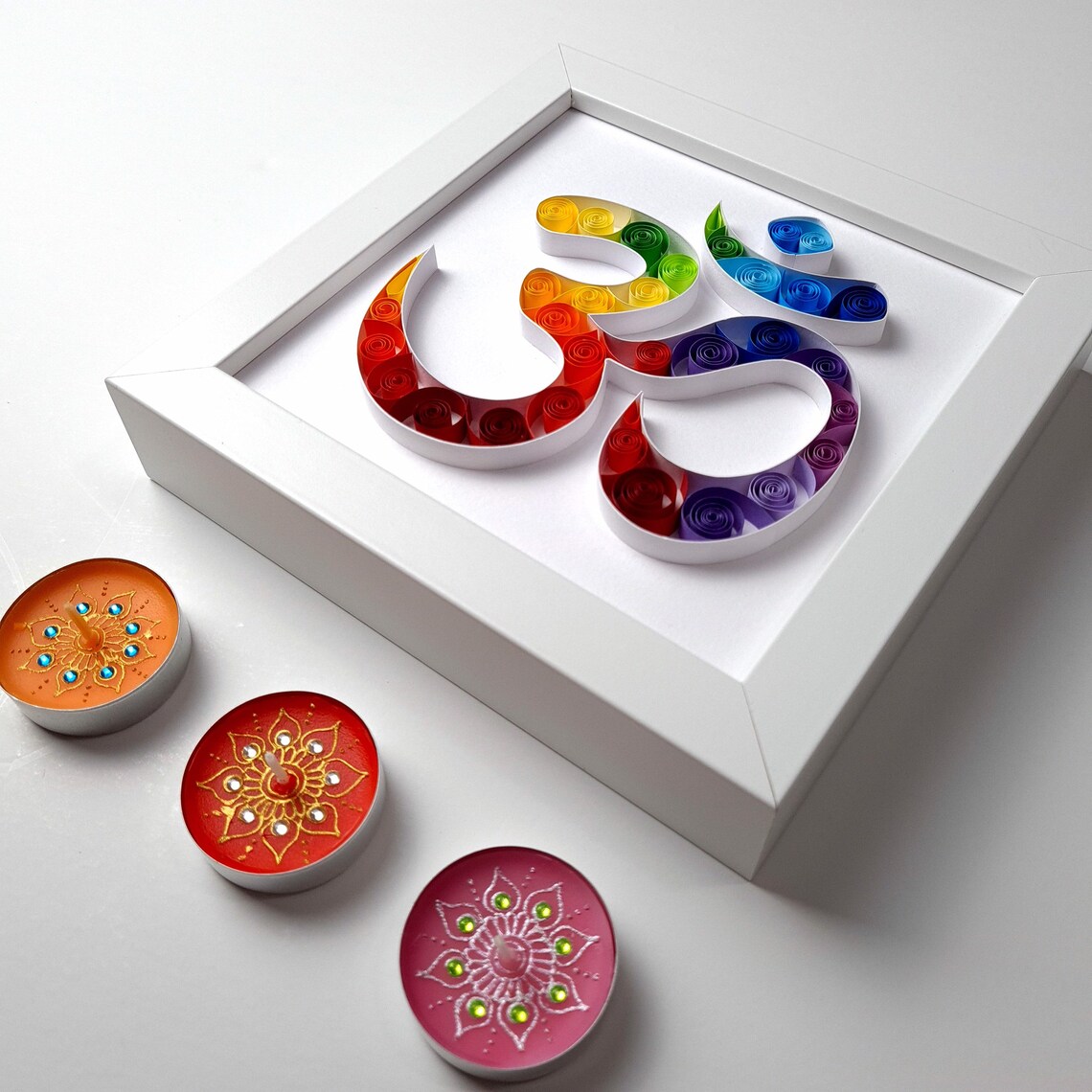 OM Quilled Frame, Handmade Paper Quilling Aum, Home Decor, Framed Art ...