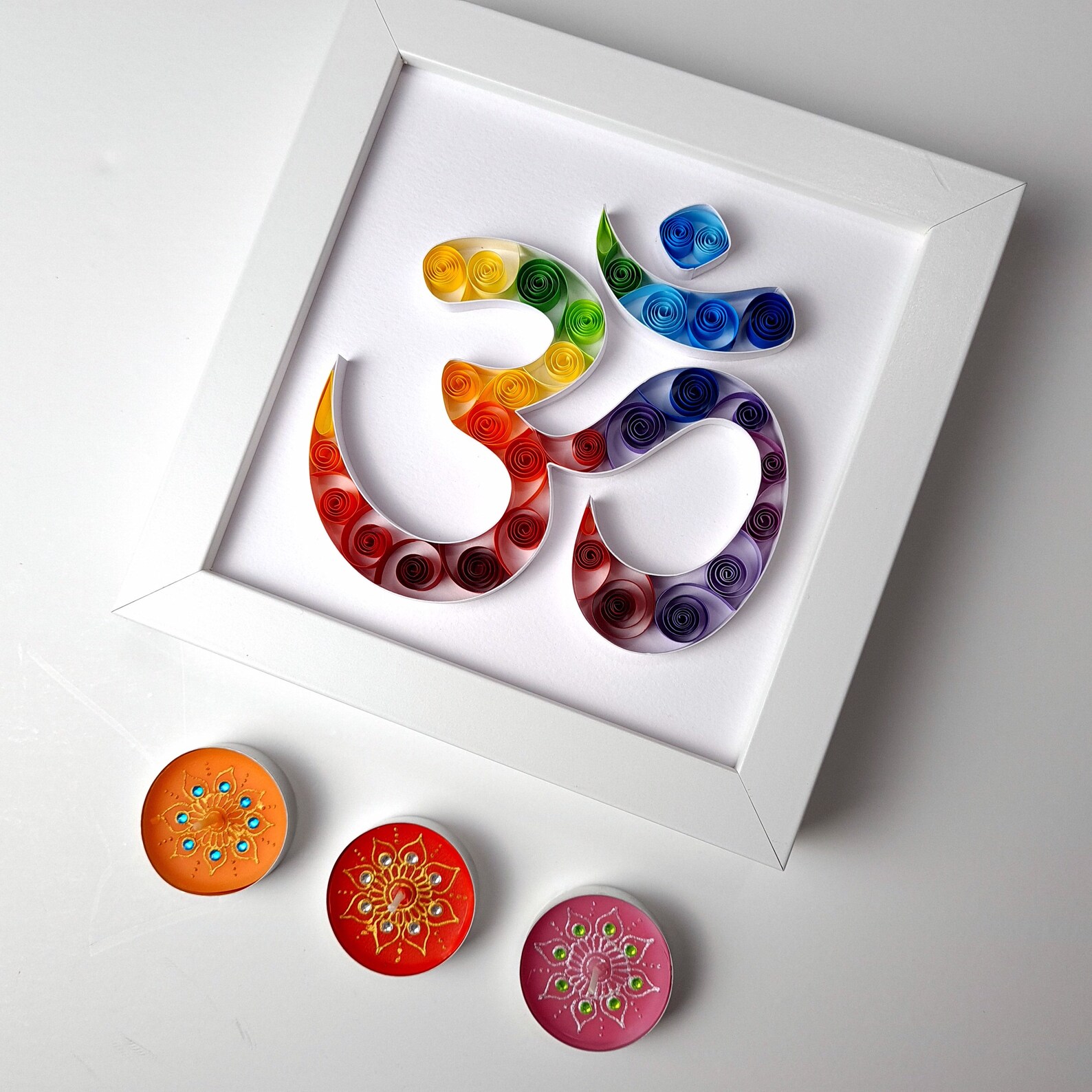 OM Quilled Frame, Handmade Paper Quilling Aum, Home Decor, Framed Art ...