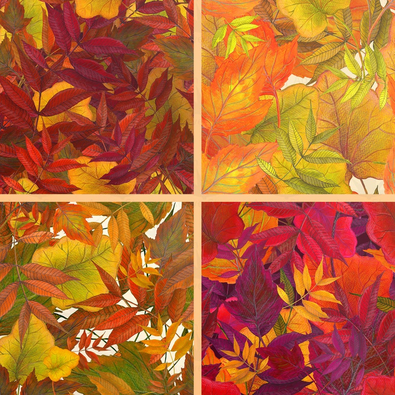 Bright Autumn. Watercolor Autumn Patterns. Multicolored Autumn Leaves ...
