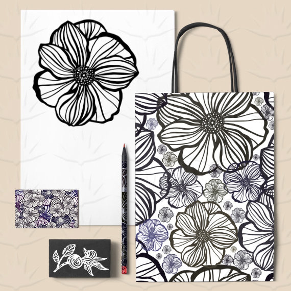 Vector Set of Flowers SVG and DXF Cut Files for Vinyl Cutters, Screen ...