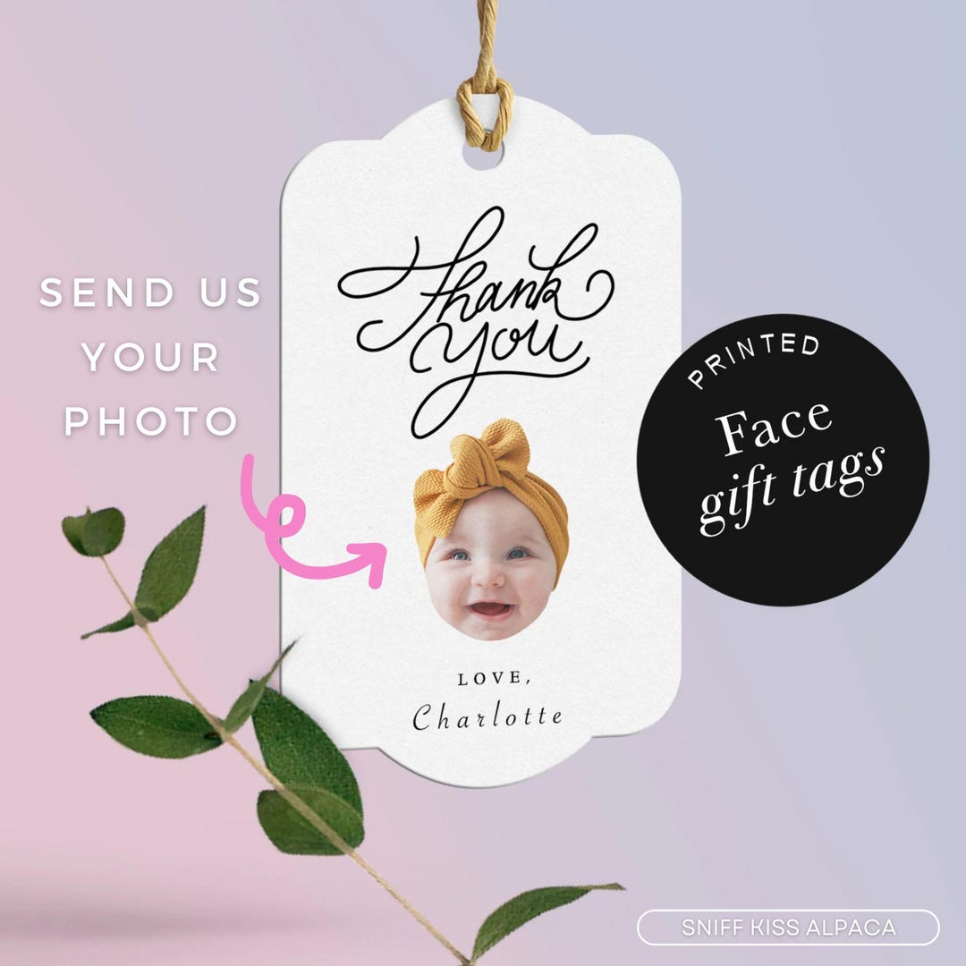 Gift Tags, Personalized Photo Face Gift Tags, Thank You, Favor Tag ...