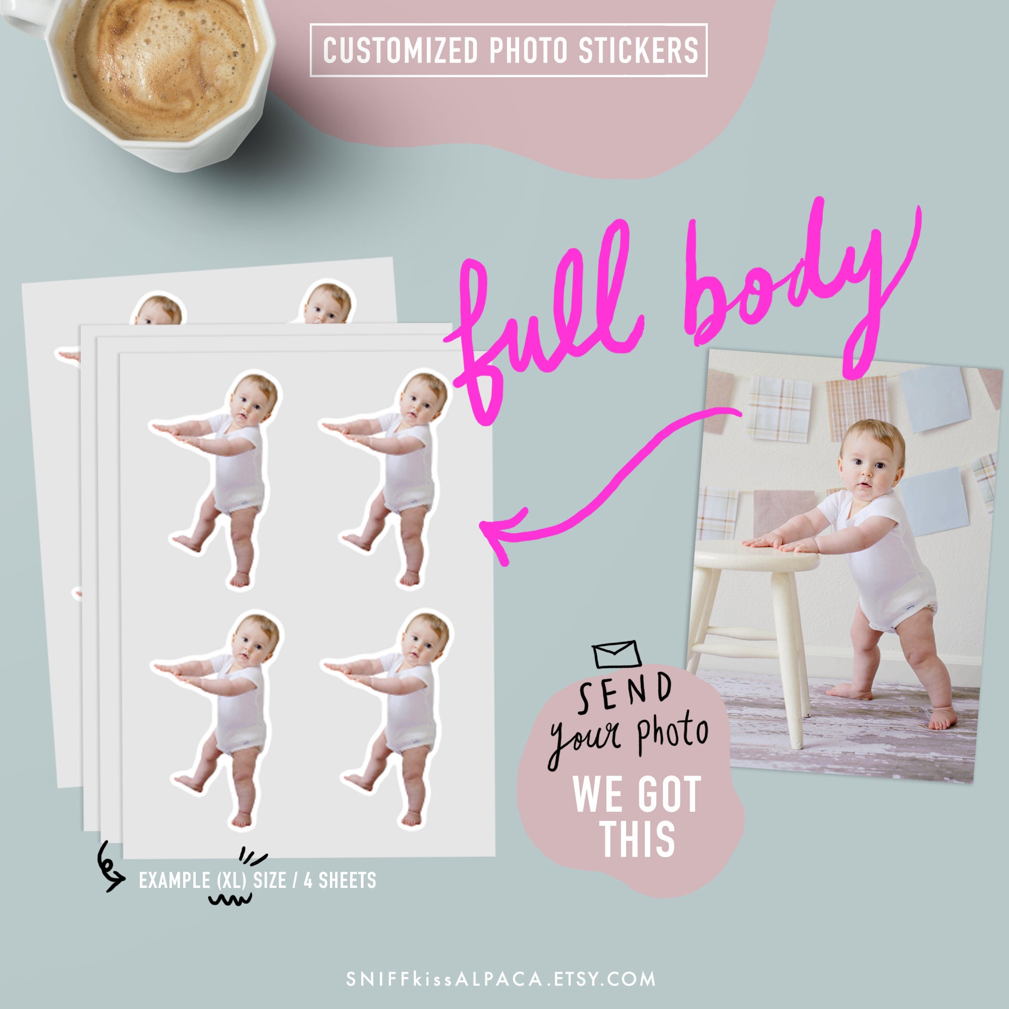 Full Body Stickers Face Custom Cutout Photo Stickers Name | Etsy