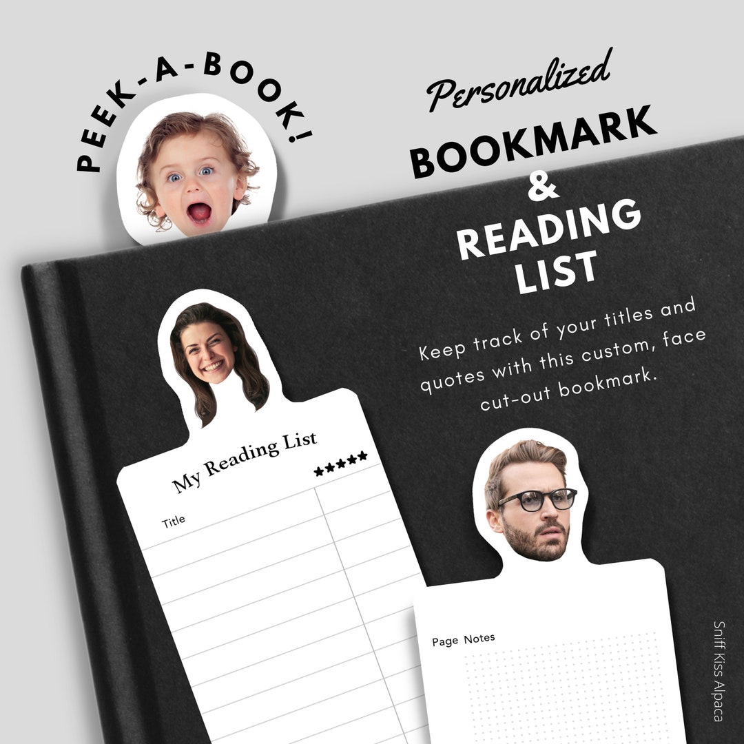 Personalized Photo Face Bookmark Reading List Photo Library Card Cutout ...