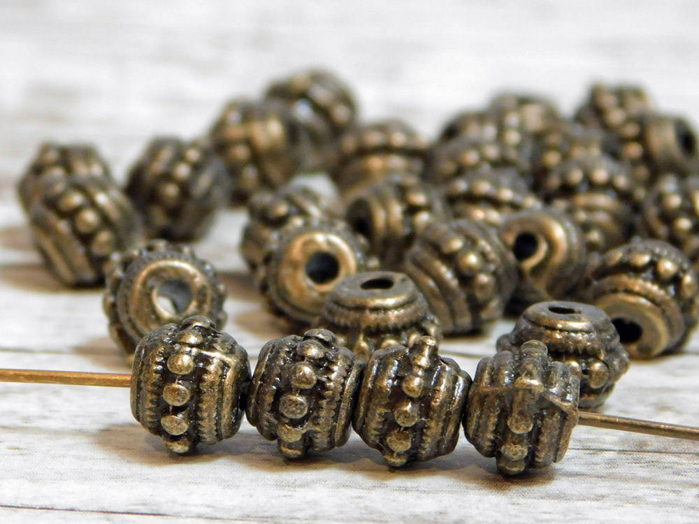 Metal Beads Barrel Beads Antique Bronze Bronze Beads - Etsy