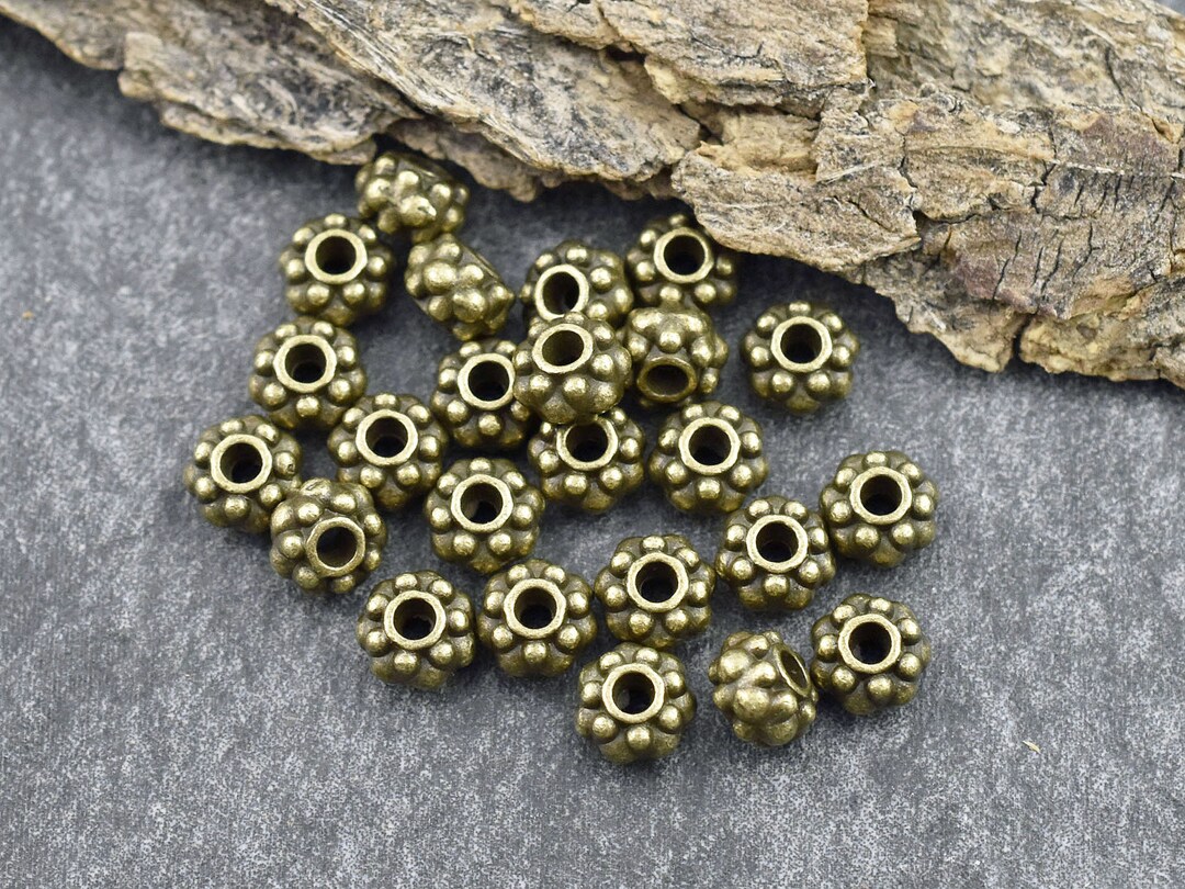 Daisy Spacers - Metal Beads - Antique Bronze Beads - Bronze Spacers ...