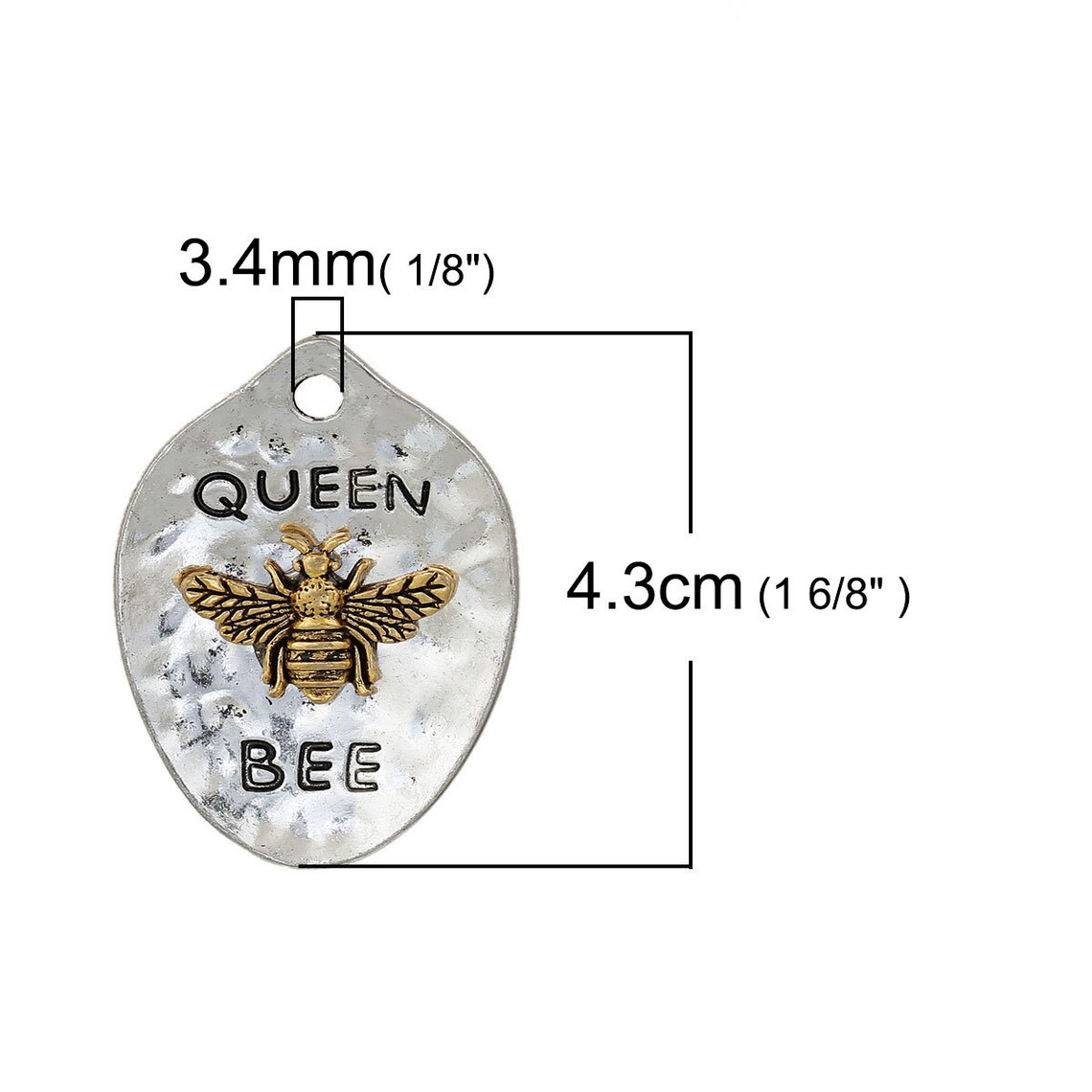 Queen Bee Charm - Silver Charms - Metal Pendant - Dog Tag Pendants ...