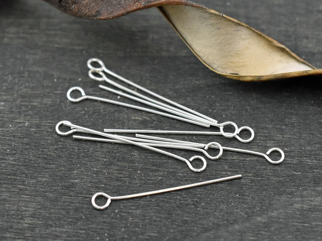 1 Inch Eye Pins Silver Eye Pins Brass Eye Pin Bead - Etsy