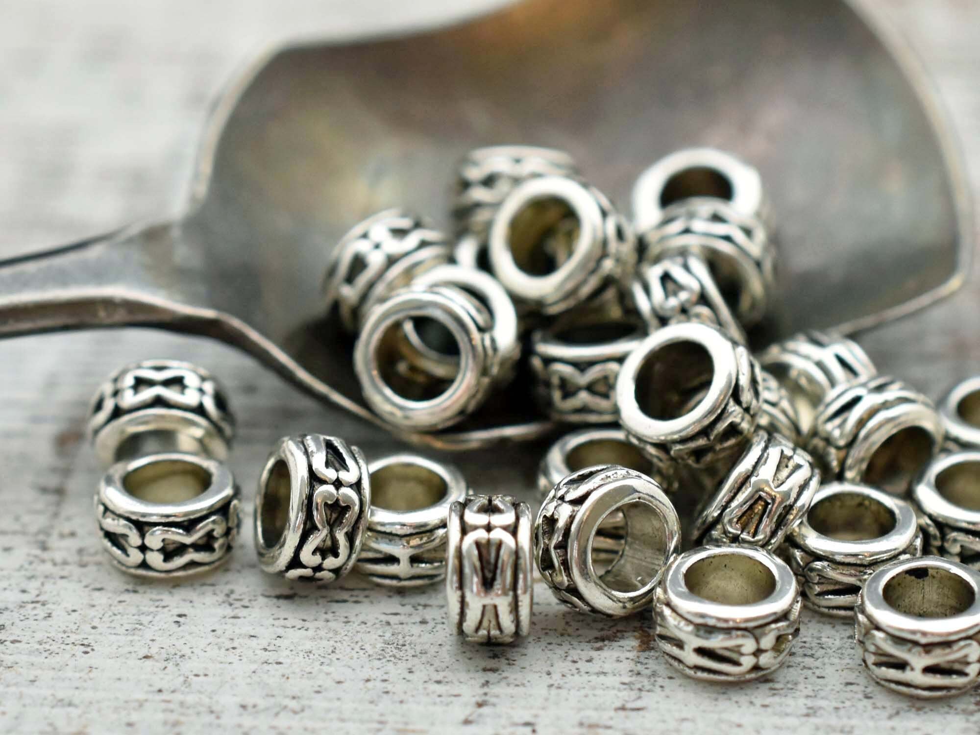 Large Hole Spacer Beads Metal Spacers Silver Spacer - Etsy