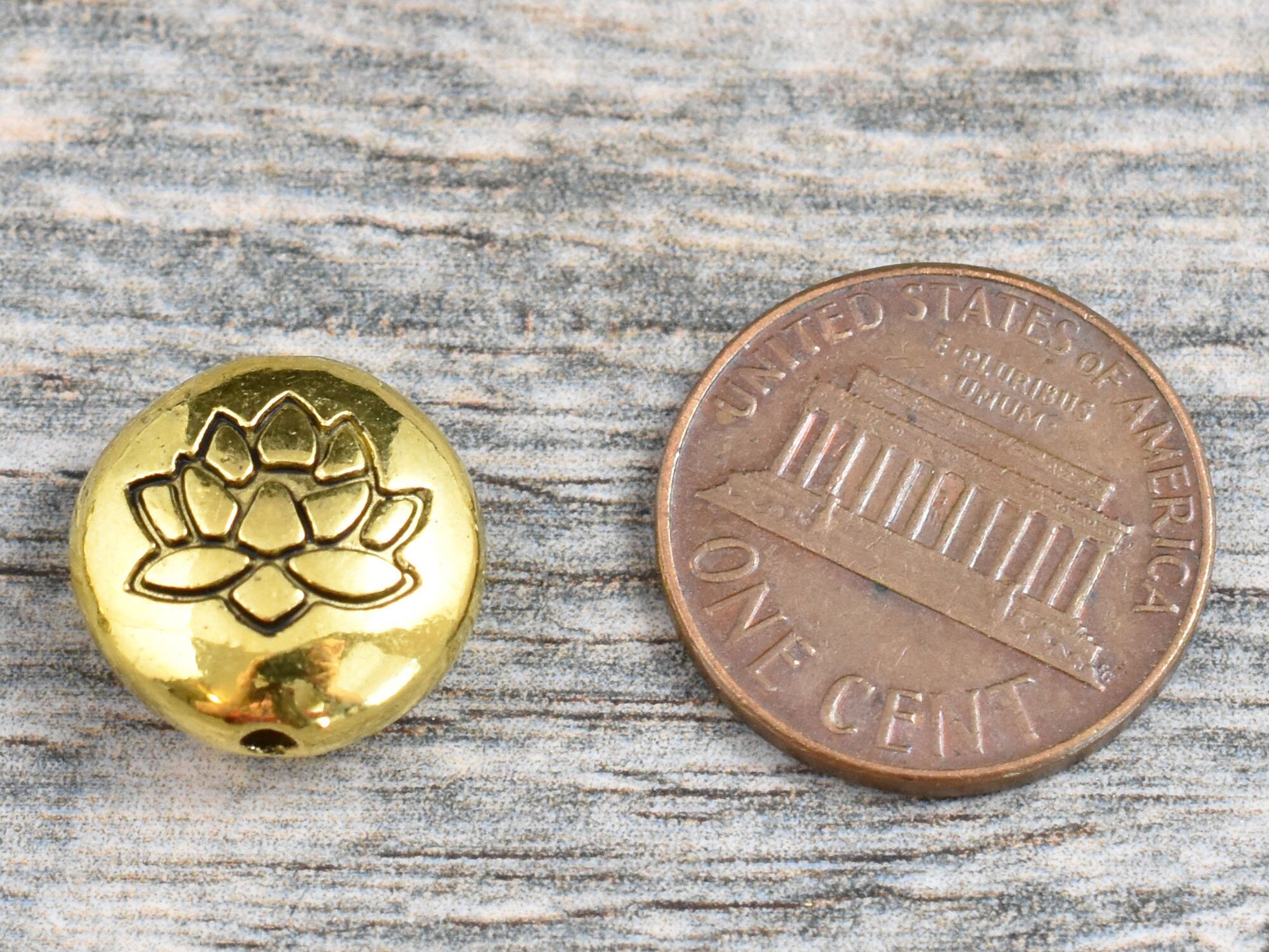 Metal Beads - Lotus Flower Beads - Gold Beads - Antique Gold ...