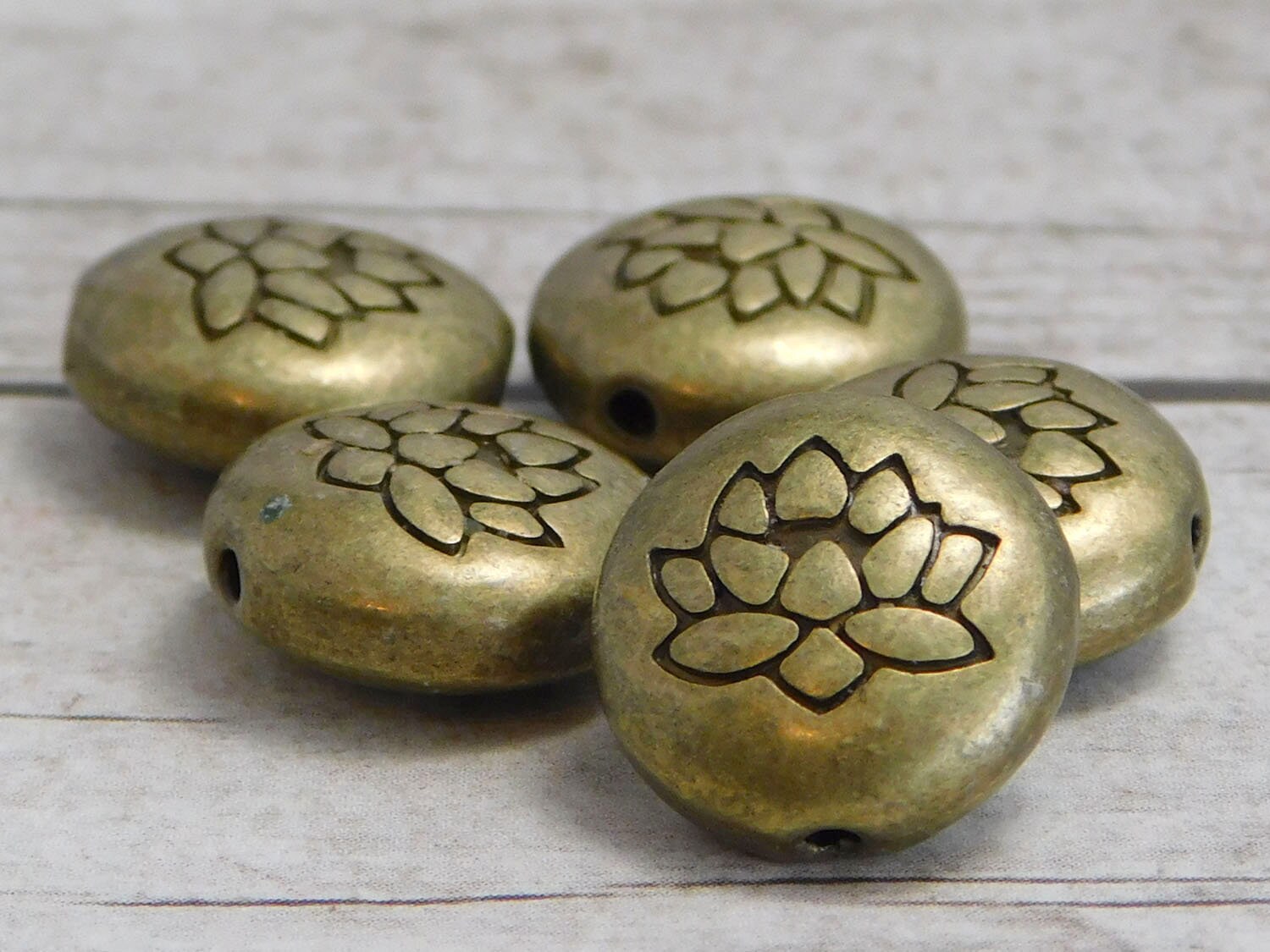 Metal Beads Lotus Flower Beads Bronze Beads Antique - Etsy