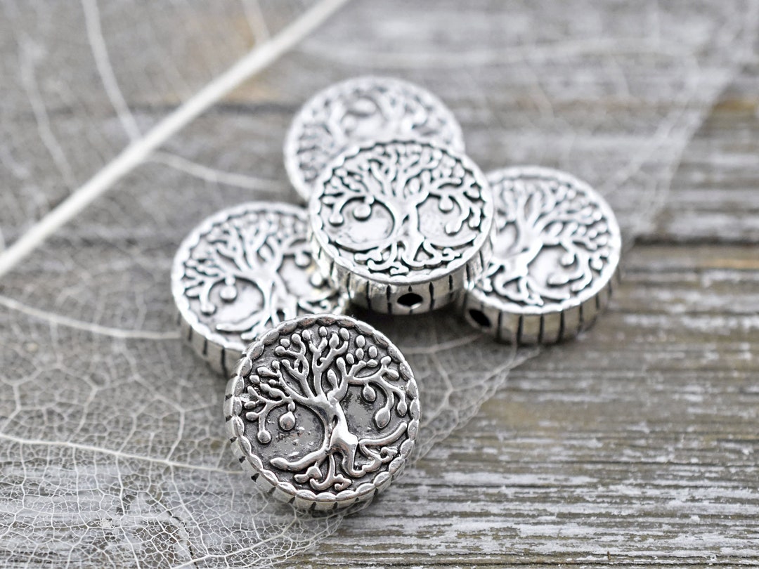 Tree of Life Beads Metal Beads Silver Spacers Spacer Beads Antique ...