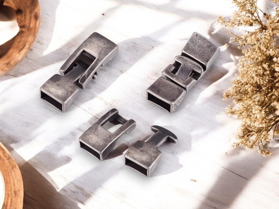 Clasp for Leather - Silver Clasp - Snap Lock Clasp - Interlocking Clasp ...