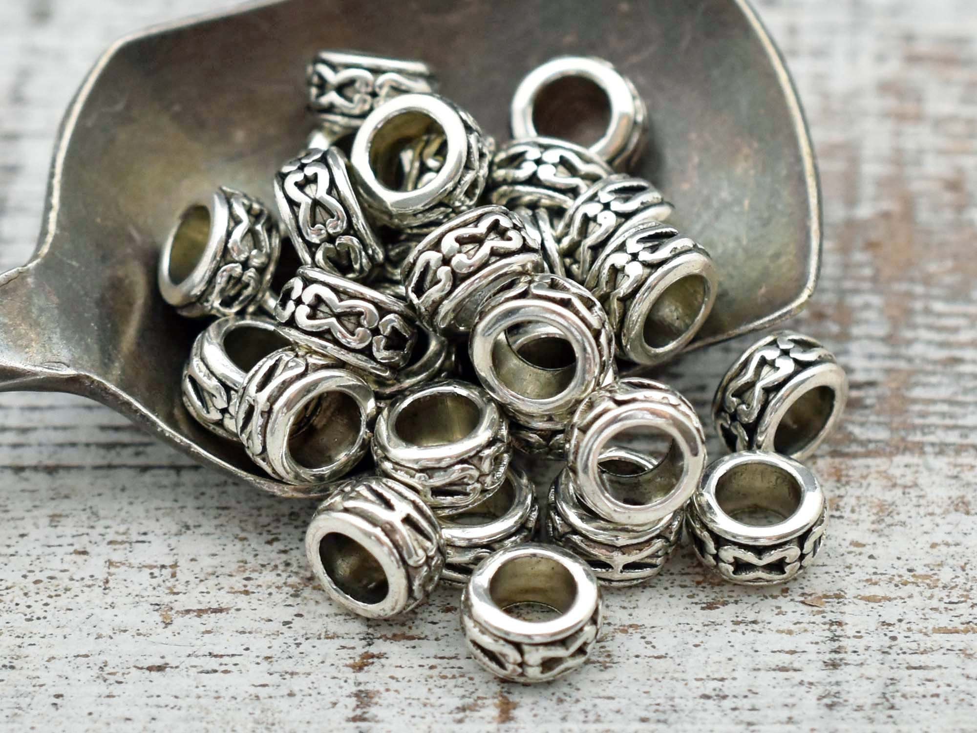 Large Hole - Spacer Beads - Metal Spacers - Silver Spacer Beads ...