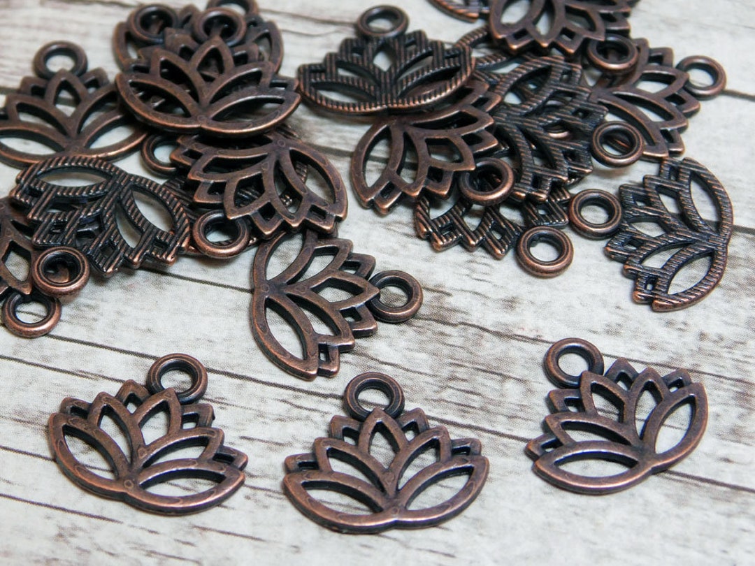 Lotus Charm Lotus Flower Charm Metal Charms Copper Charms Yoga Charms ...