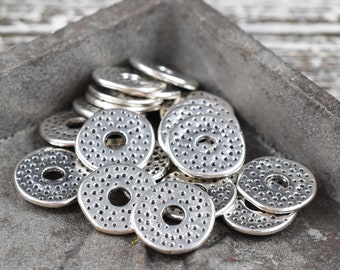 Antique Silver Metal Big Hole Spacer Beads Jewelry Making Alloy ...