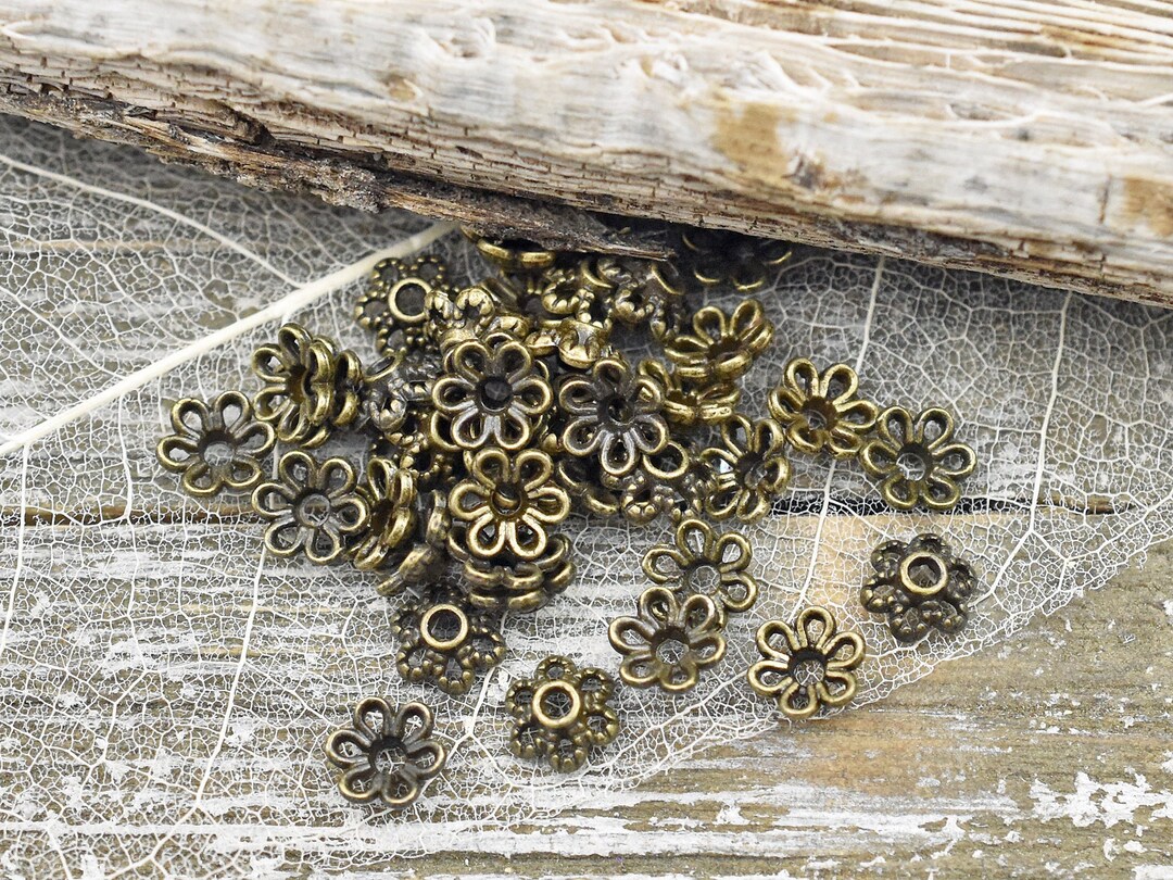 Bead Caps - 6mm Bead Caps - Bronze Bead Caps - Metal Bead Caps - Metal ...