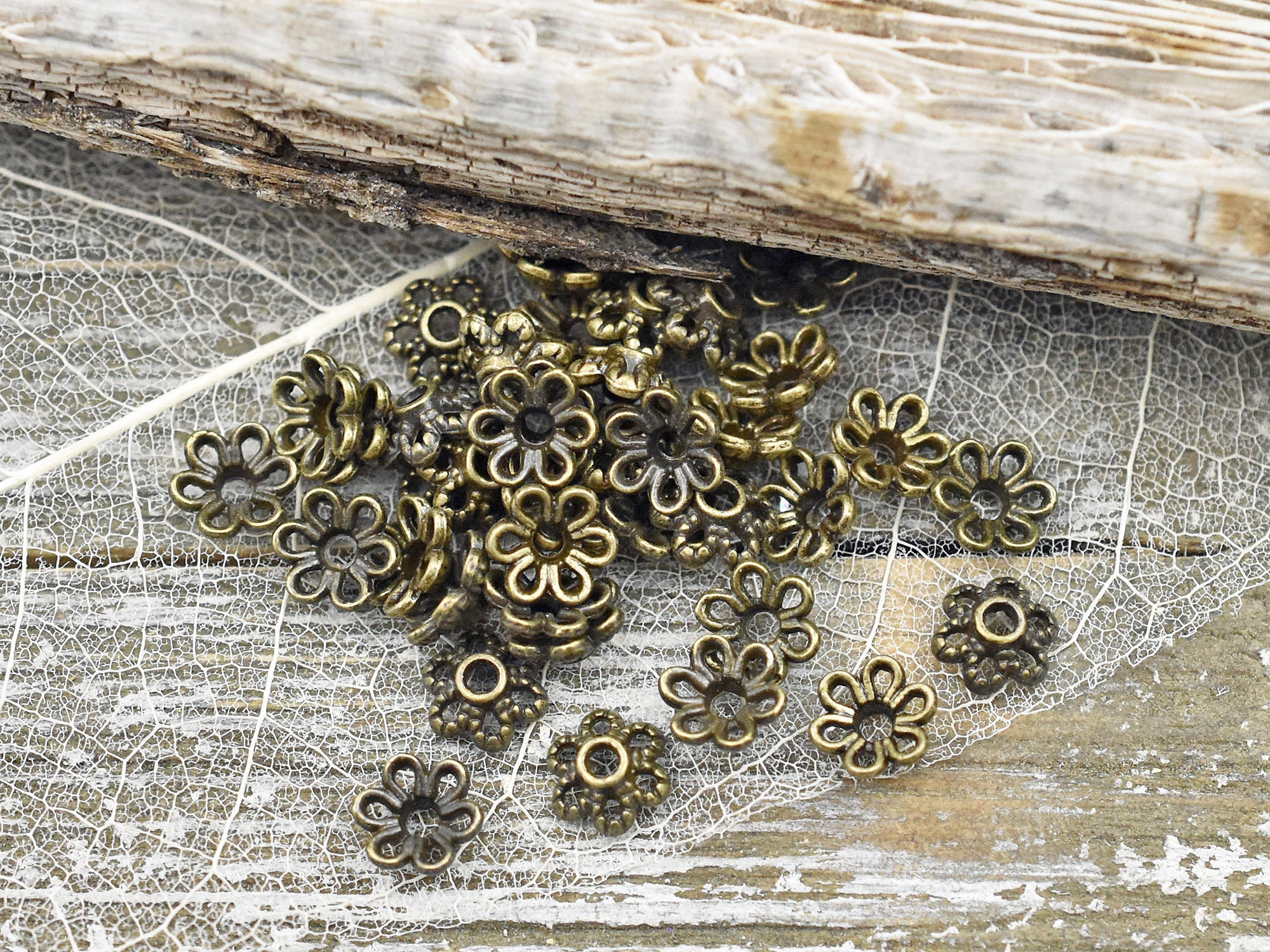 Bead Caps - 6mm Bead Caps - Bronze Bead Caps - Metal Bead Caps - Metal ...