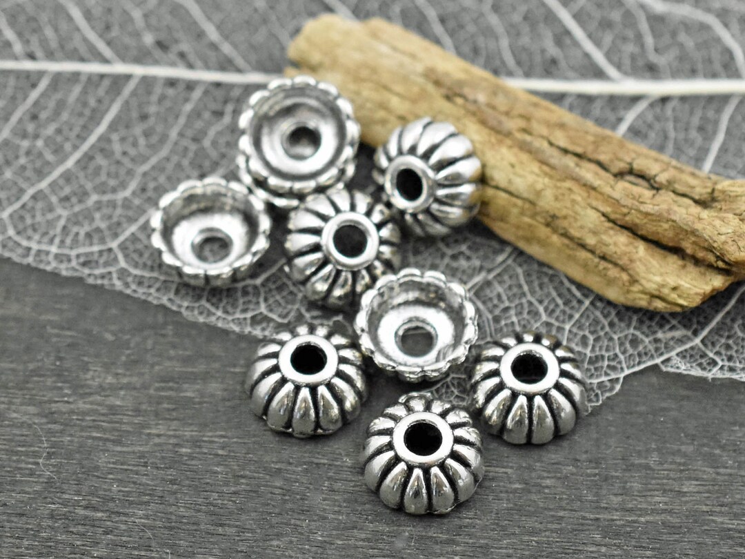 Bead Caps - Silver Bead Caps - End Caps - Metal Bead Caps - 10mm Bead ...