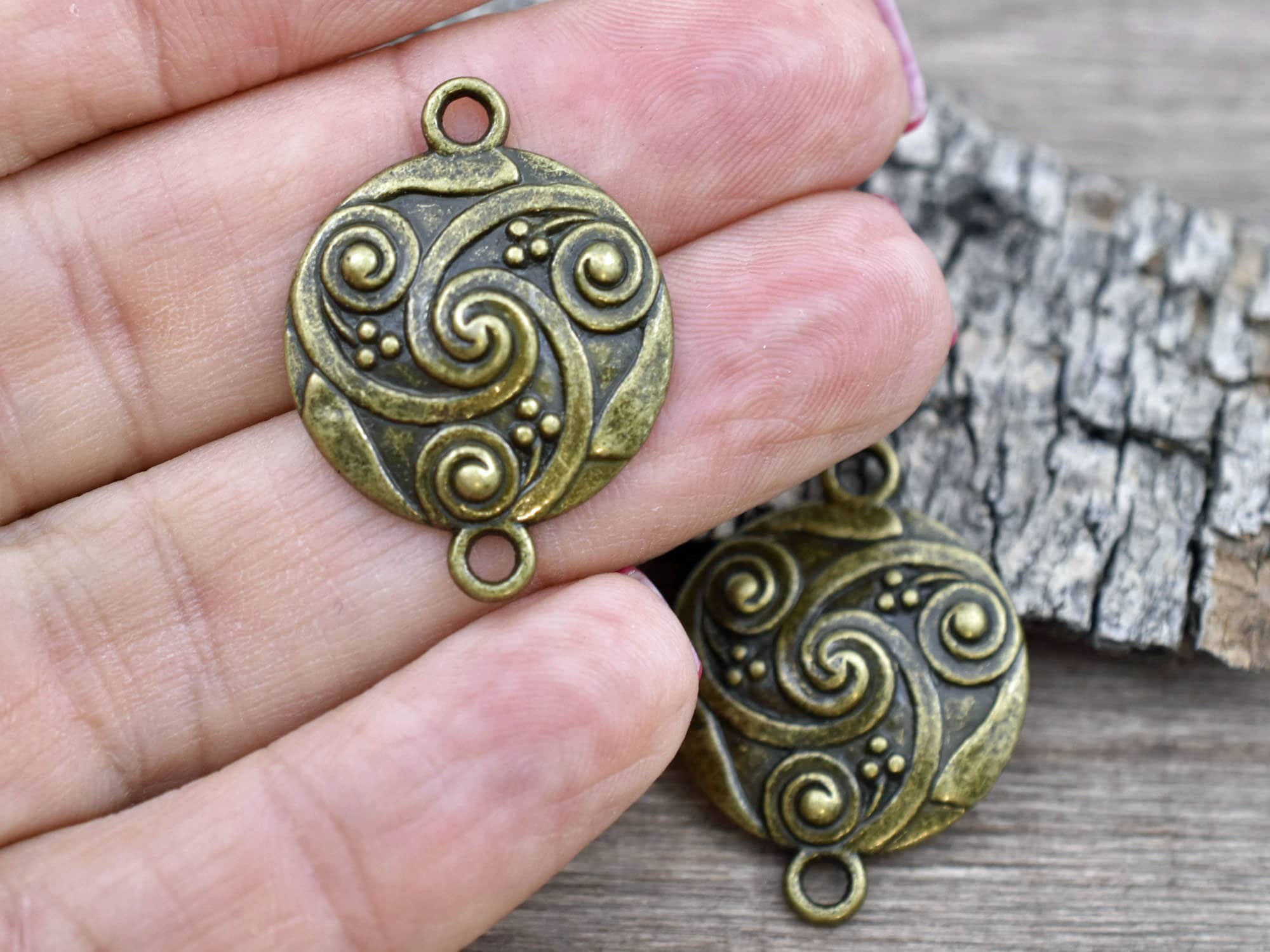 Round Connector Bronze Connector Metal Links Metal | Etsy