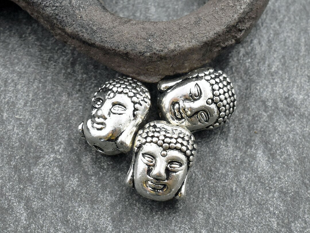 Buddha Beads - Buddha Head Bead - Silver Buddha - Mala Beads - Metal ...