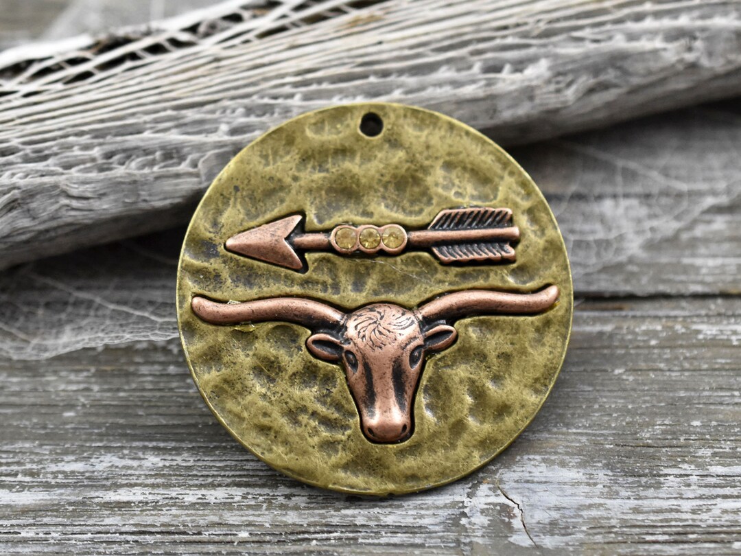 Boho Pendant Cow Pendant Arrow Pendant Medallion Pendant Rhinestone ...