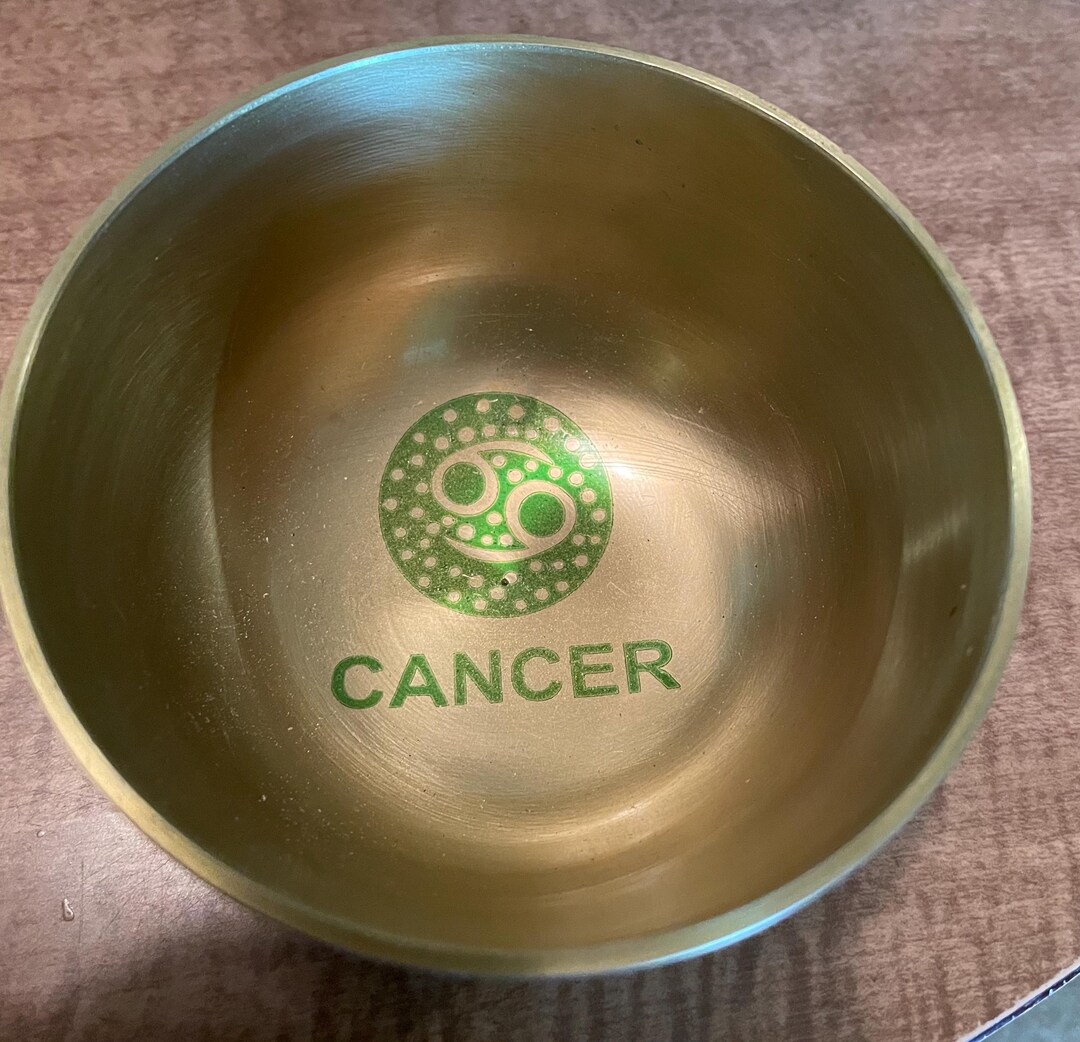 Brass Singing Bowl “cancer” Etched in Bottom - Etsy