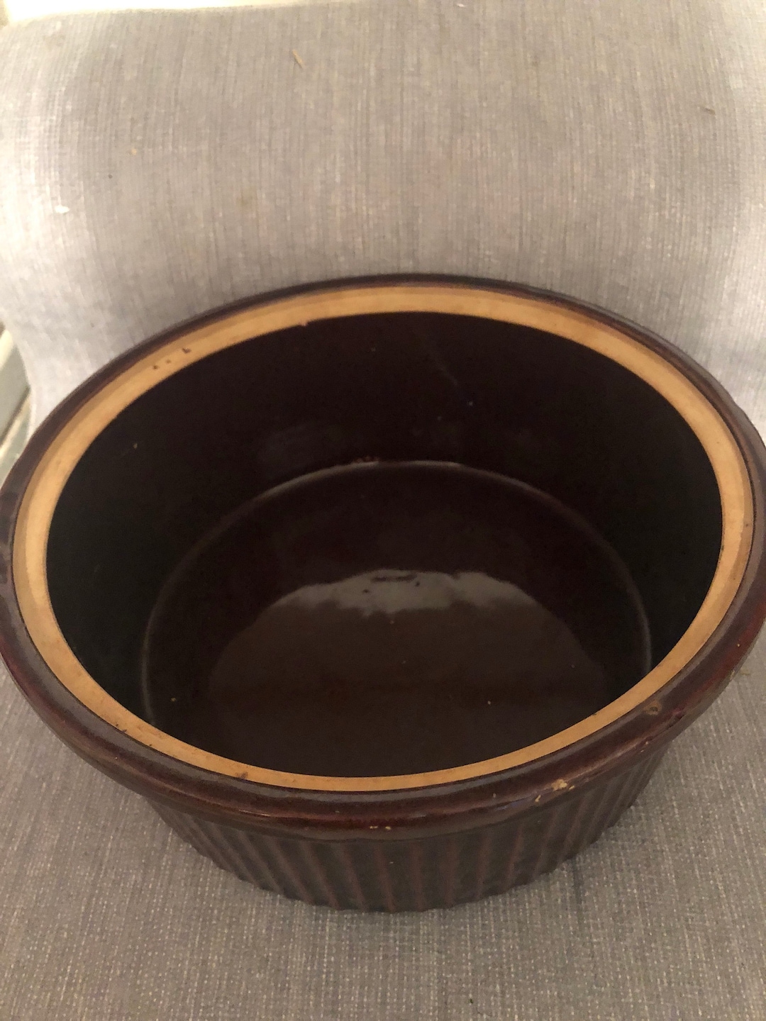 Vintage Brown Crock Bowl - Etsy