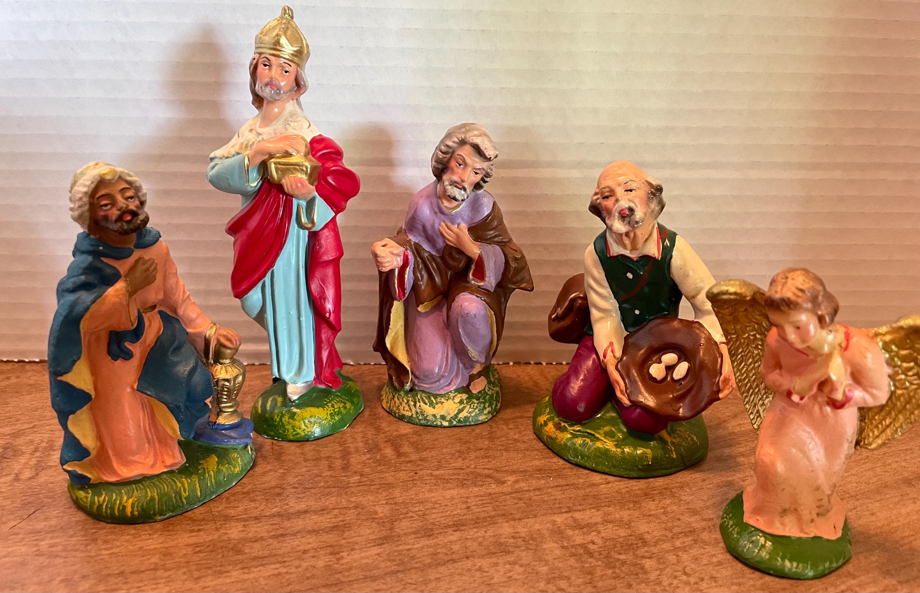 Vintage Italy Italian Chalkware Nativity Figures 7 Pieces - Etsy