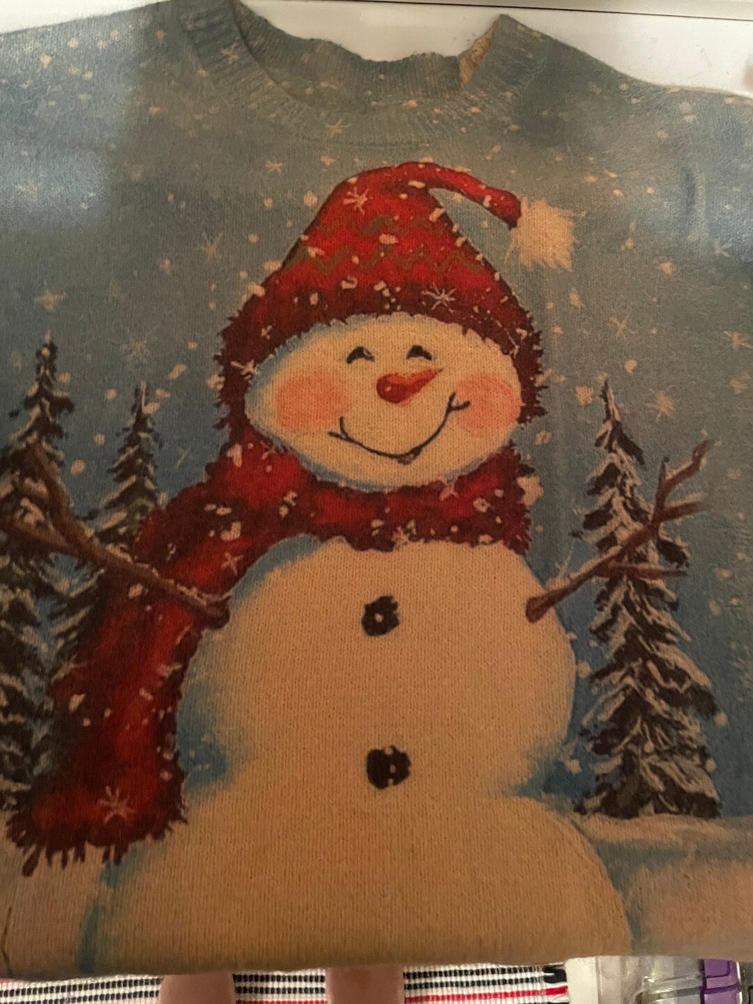 Yesno Cotton & Wool Blend Snowman Sweater - Etsy