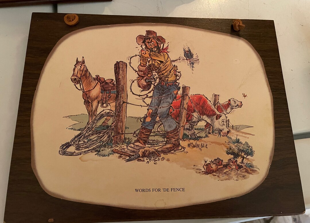 Vintage Wooden Decoupaged Western Wall Plaque - Etsy