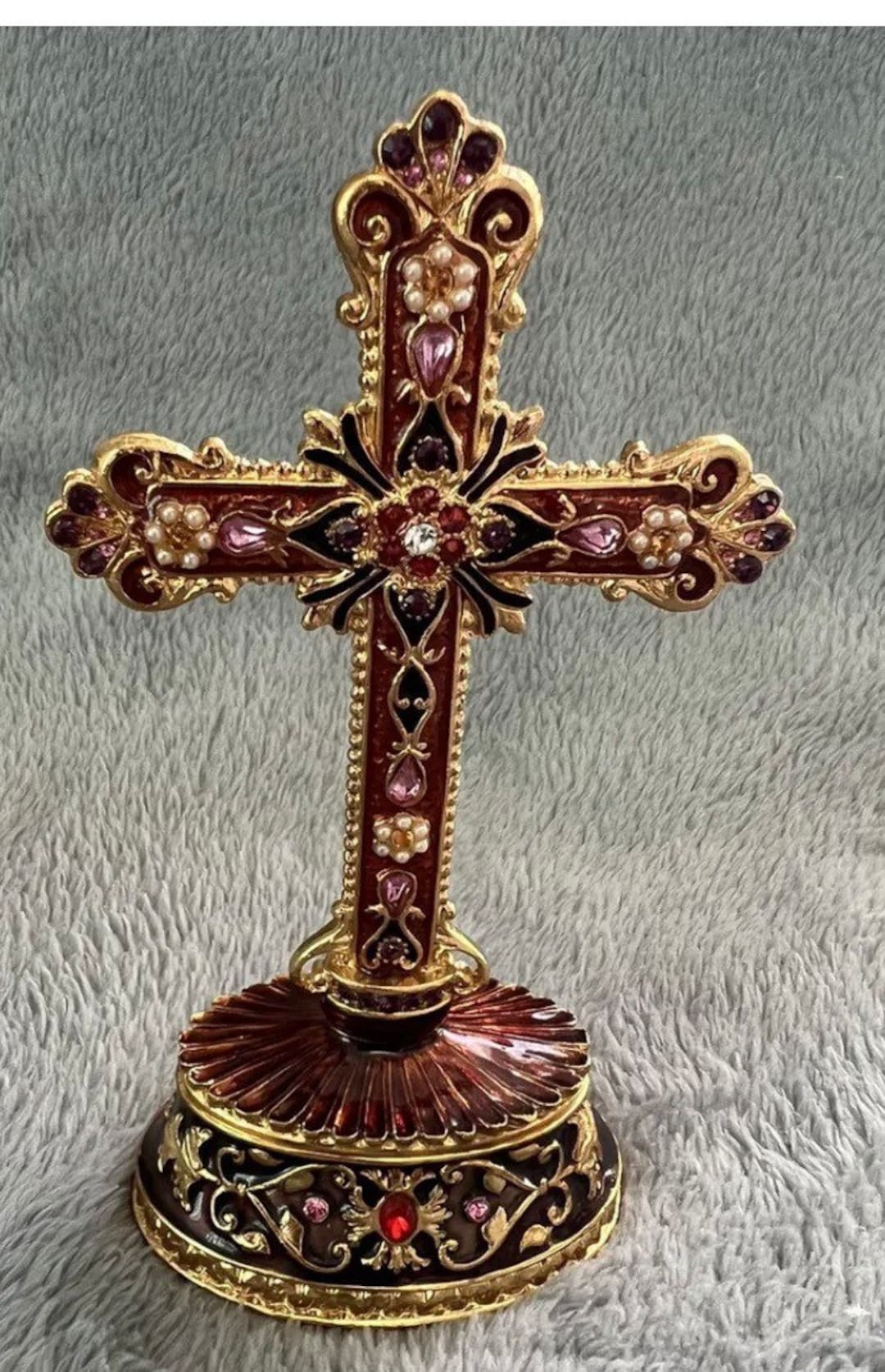 Fitz & Floyd Jeweled Cross / Trinket Box - Etsy