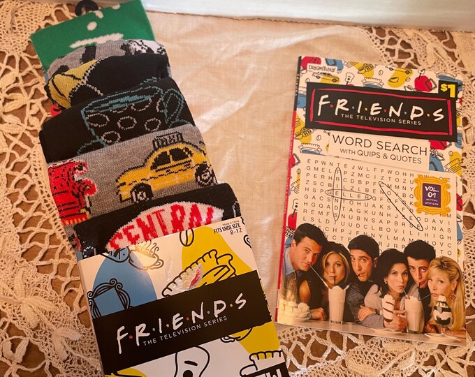 6 Pair Friends Crew Socks & Word Search - Etsy