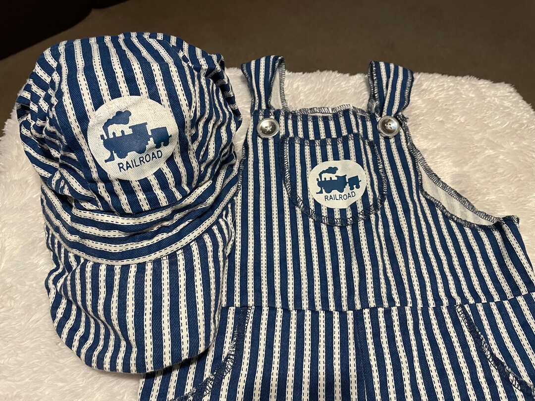 Toddler 24 Month Railroad Overalls & Cap - Etsy