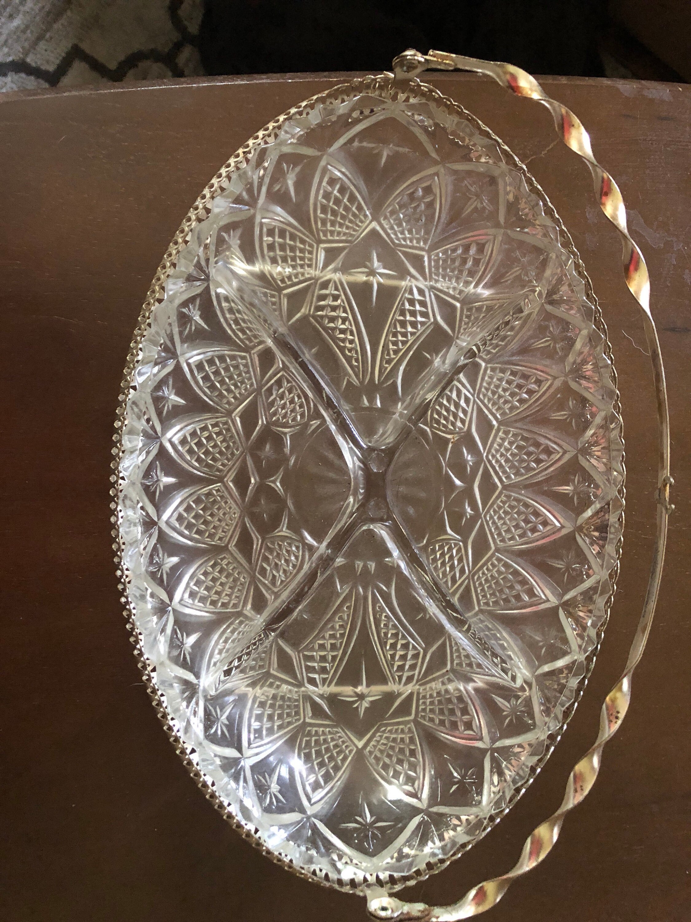 Divided Glass Tray With Silver Server Tray - Etsy